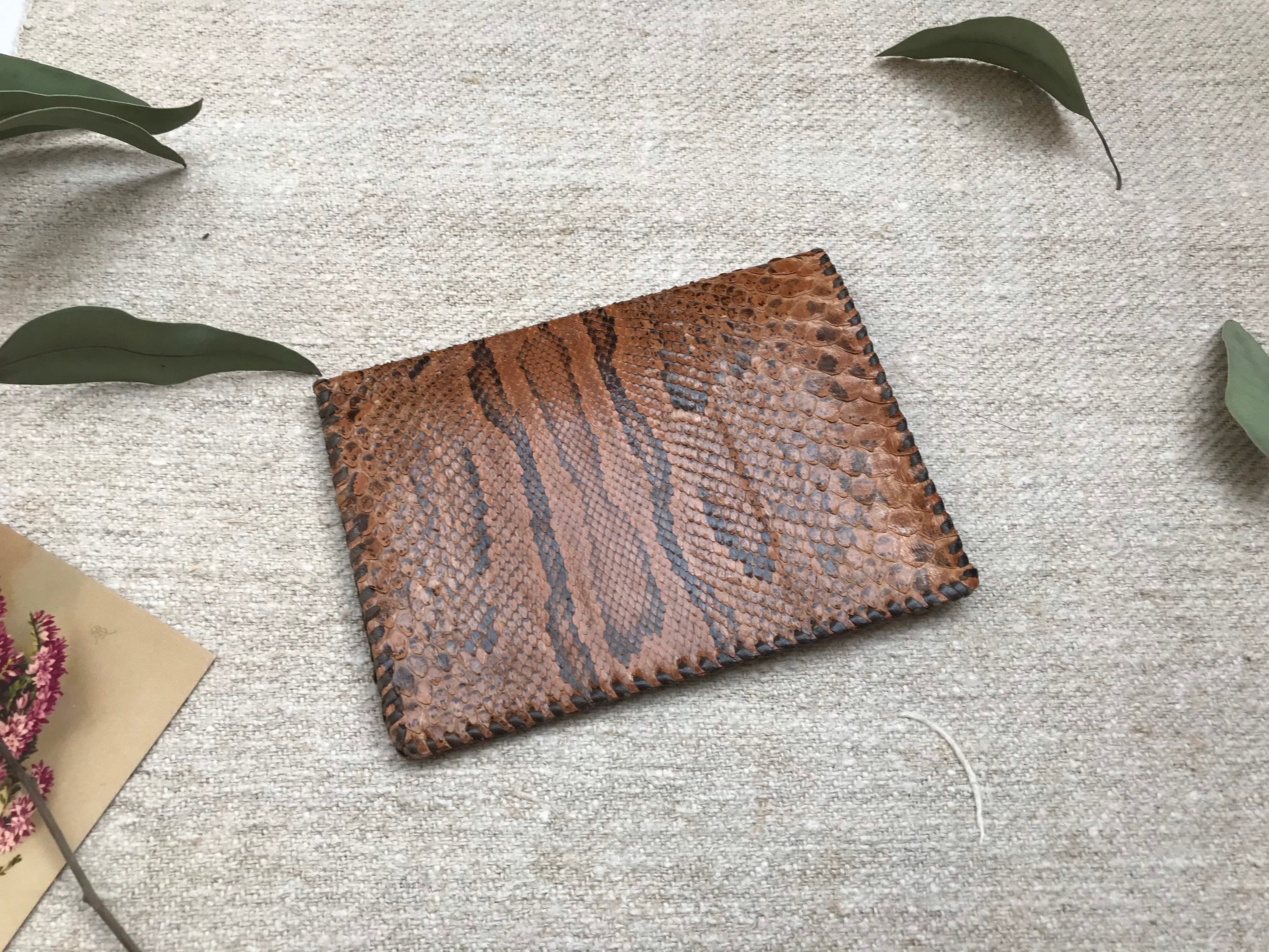 Vintage phyton brown snakeskin leather wallet purse womens | Etsy