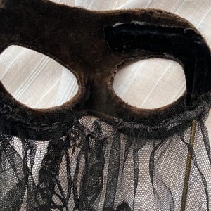 Antique 1920's Brown and Black Velvet Face Mask Burlesque Covering ...
