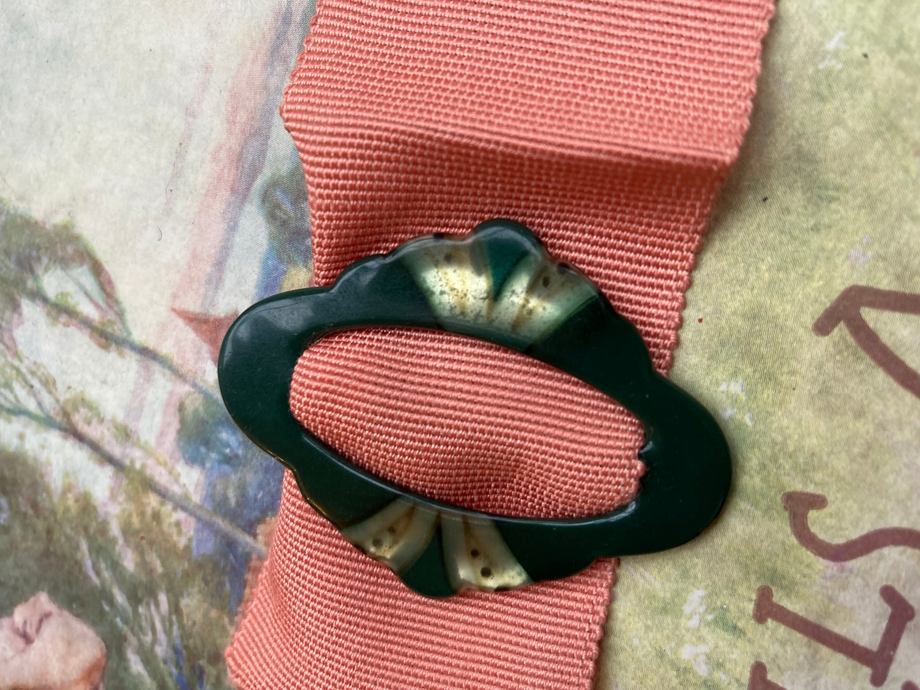 Vintage 1930's Bakelite Plastic and Metal Butterfly Effect Buckle Belt ...