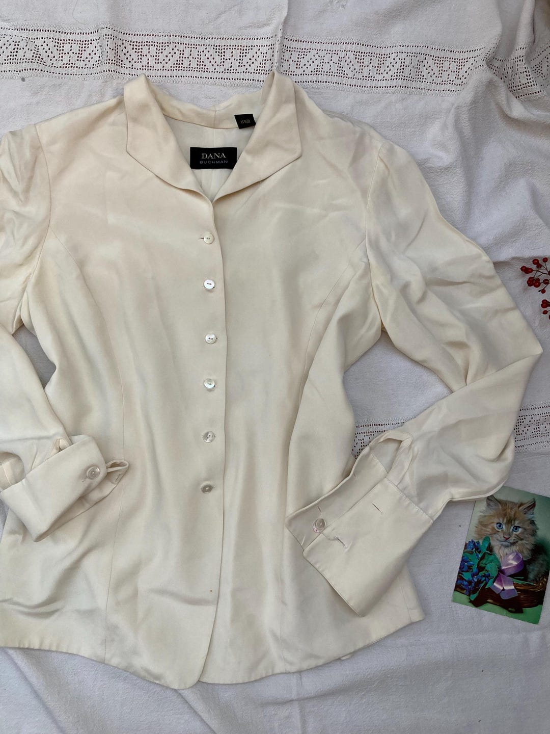 Dana Buchman Vintage 1980's Designer Pure Silk Blazer Blouse Mother of ...