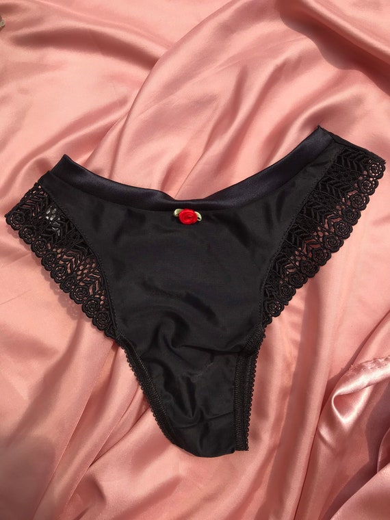 Deadstock Vintage High Leg High Waisted Retro 90s Lace Black | Etsy