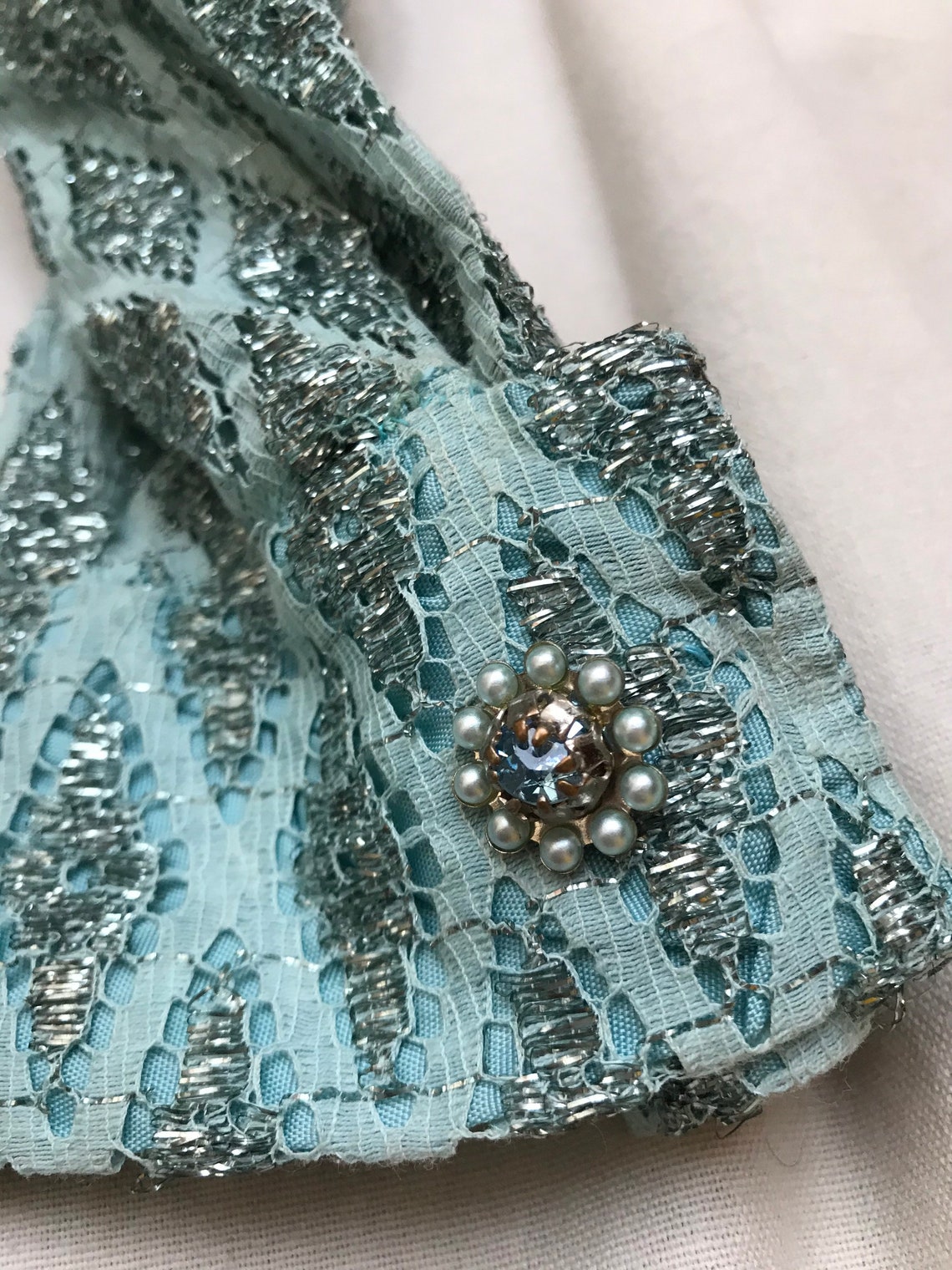 Vintage 60s 1960s metallic baby blue silver pearl geometrical | Etsy