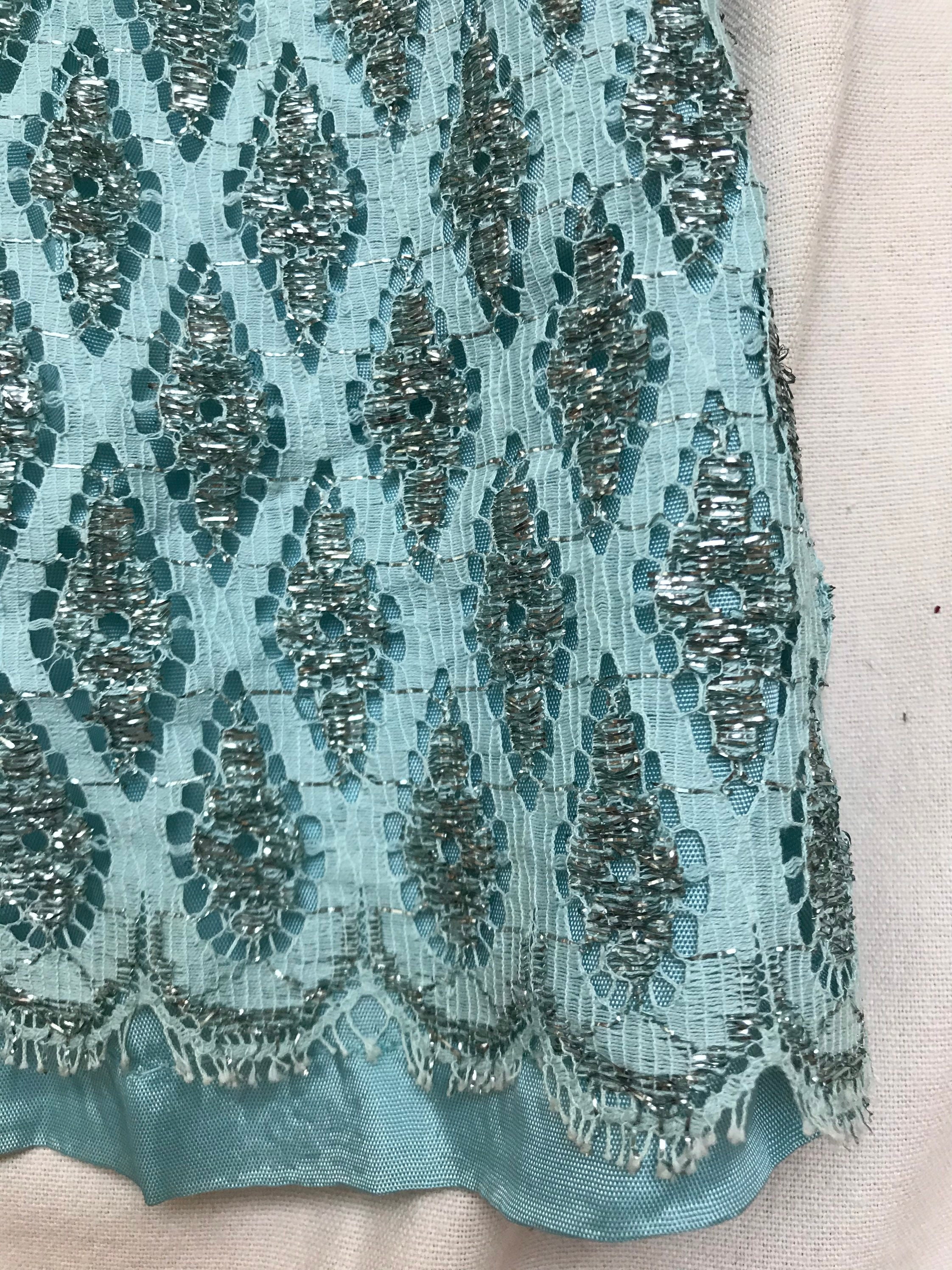 Vintage 60s 1960s metallic baby blue silver pearl geometrical | Etsy