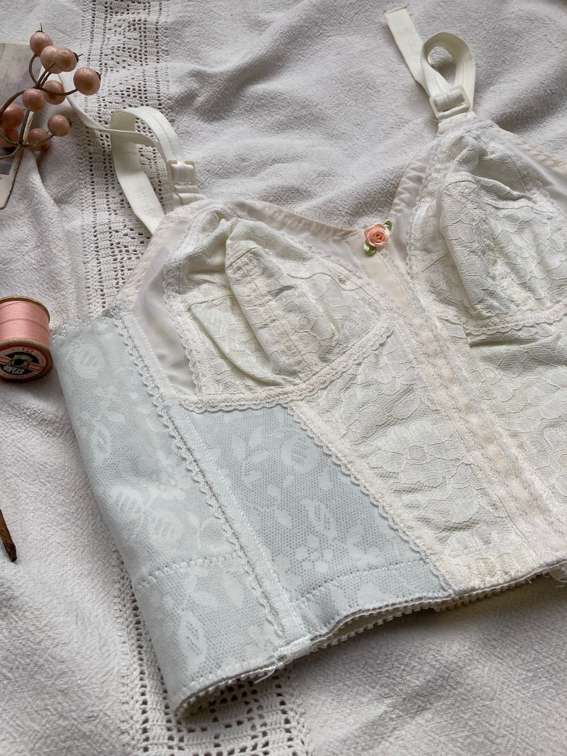 Vintage White Lace Bullet Longline Bra Corset Bustier 36B - Etsy