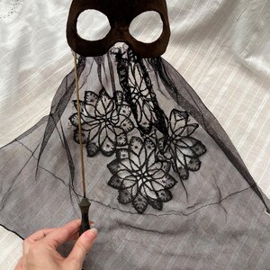 Antique 1920's Brown and Black Velvet Face Mask Burlesque Covering ...