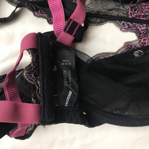 Pretty Black Mesh and Fuschia Pink Magenta Embroidered Designer Bra ...