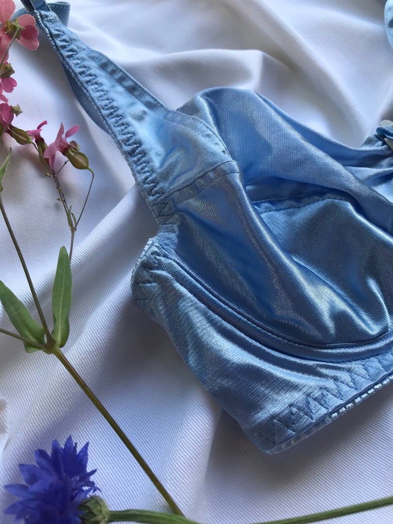 Deadstock Vintage Pastel Baby Blue Elastic Satin Bra Bridal - Etsy