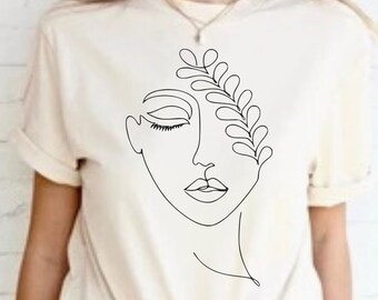 Abstract Woman Face Shirt Face Design Line Art Drawing Tee | Etsy