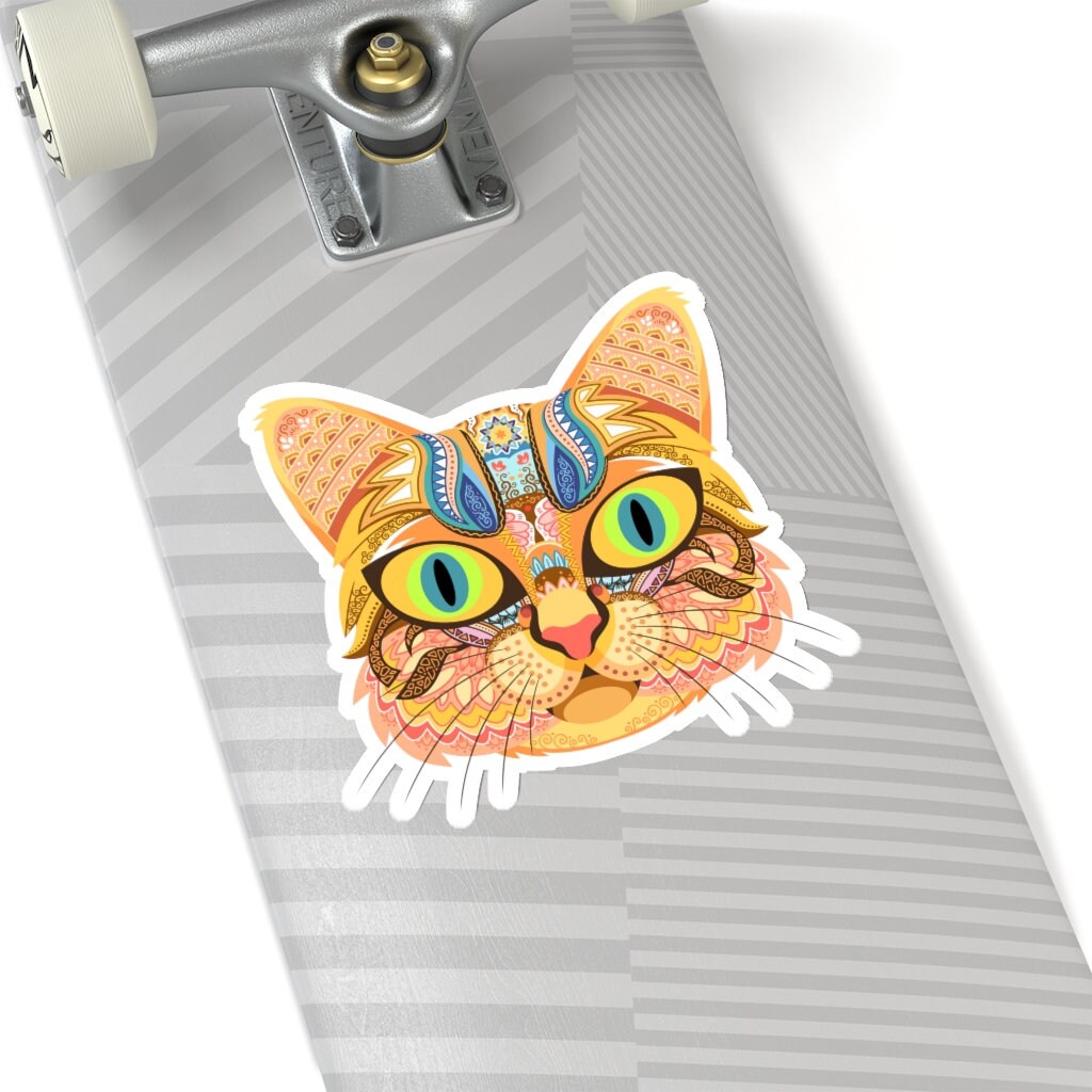 Mandala Cat Face Vinyl Stickers, Print Sticker, Laptop Sticker ...