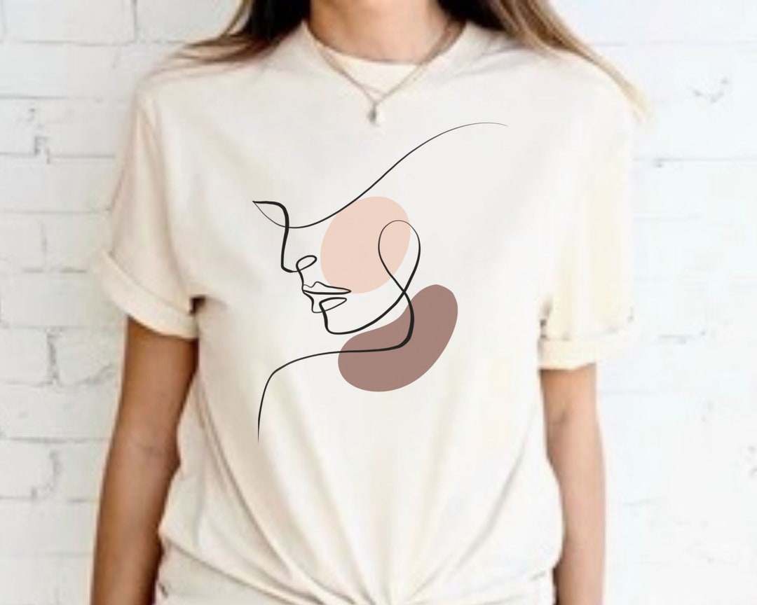 Abstract Woman Face Shirt, Face Design Line Art Drawing Tee, Minimalist ...