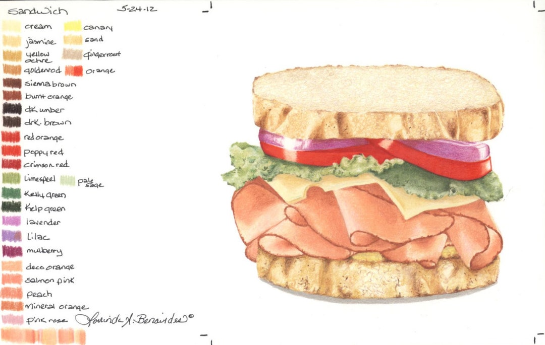 Club Turkey Sandwich, Photo Realistic, Art, Illustration, Drawing ...