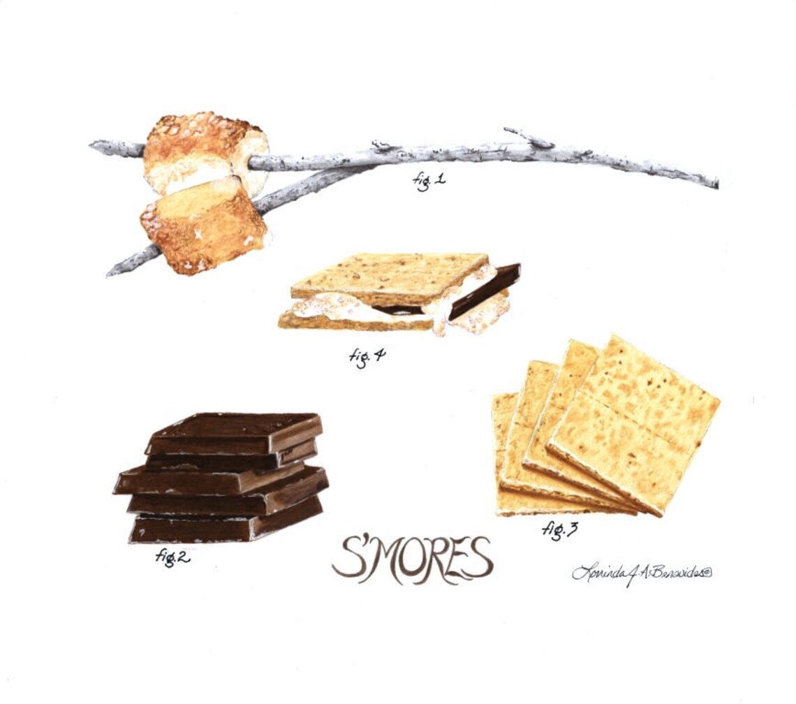 S'mores, Colored Pencil, Print, 8" X 10", Standard Size, Food, How to ...