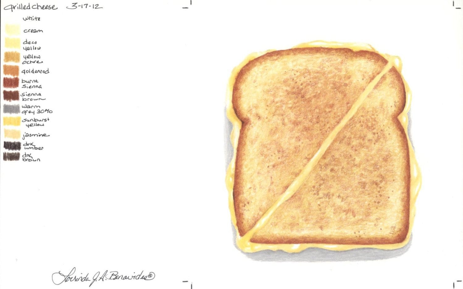 Grilled Cheese Sandwich, Photo Realistic, Art, Illustration, Drawing ...