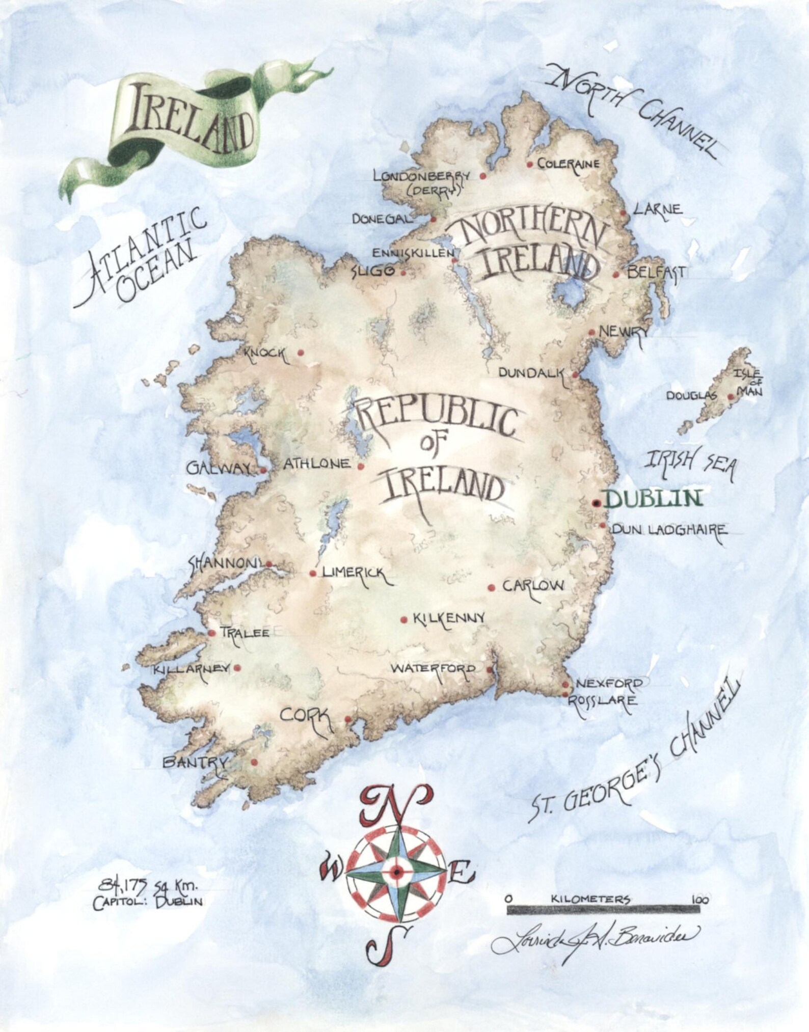 Map of Ireland, Watercolor, Colored Pencil, Painting, Drawing ...