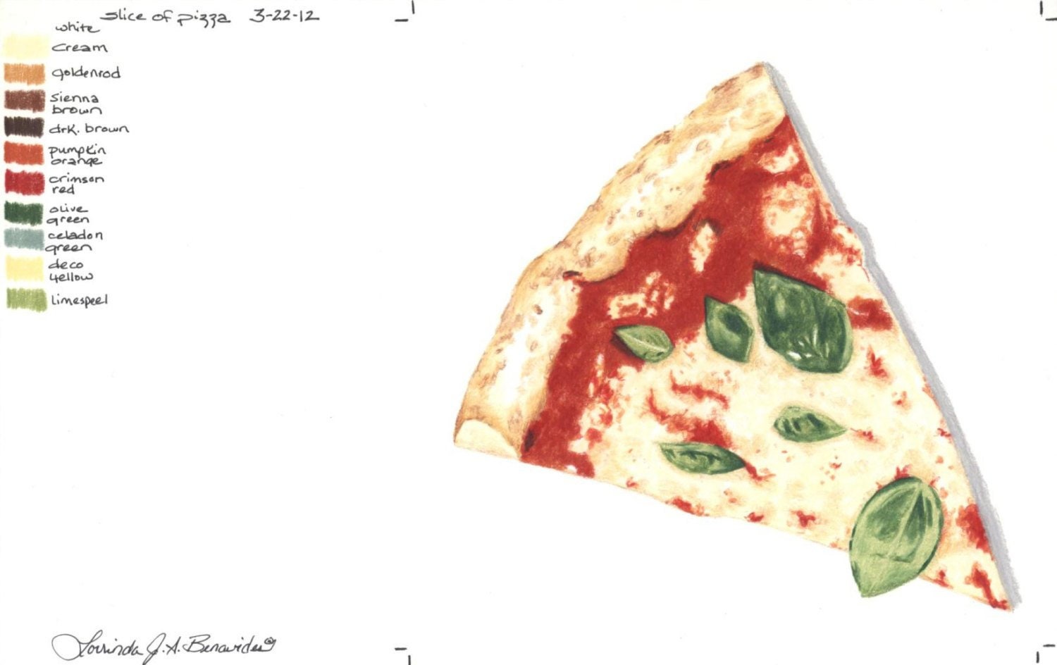 Pizza Slice. Photo Realistic, Colored Pencils, Art, Illustration ...