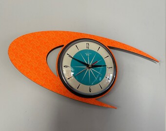 Handmade Retro Formica Wall Clock in Turquoise From Royale Midcentury ...