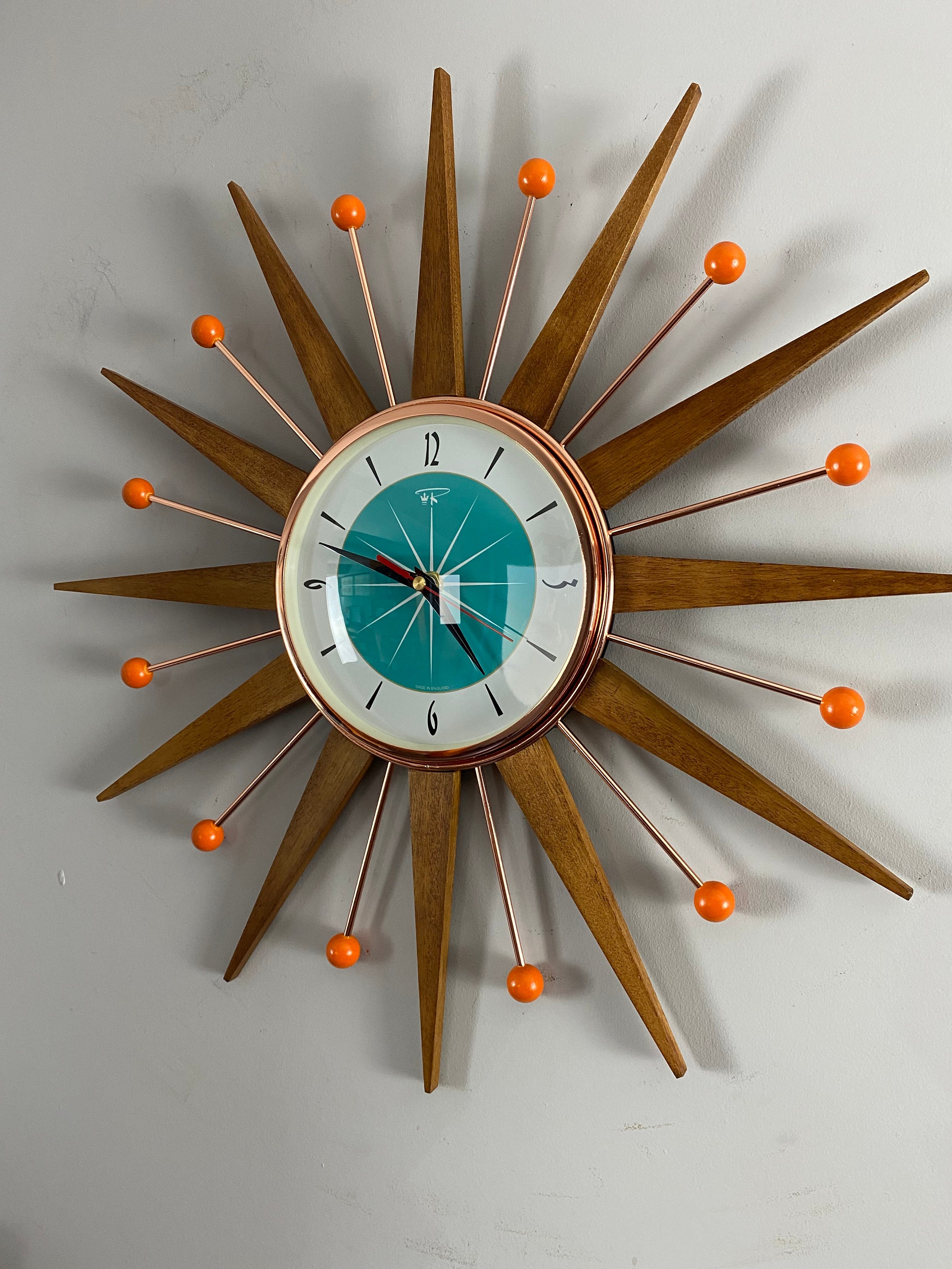 21 Inch Hand Made Mid Century Style Starburst Sunburst Clock - Etsy UK
