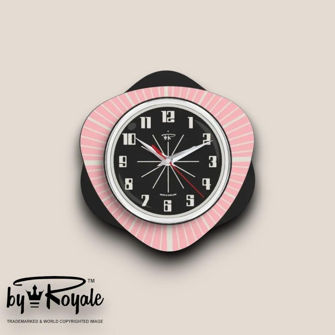 Mid Century Modern Clock by Royale in Royalexe Laminate - Vogue Pink ...