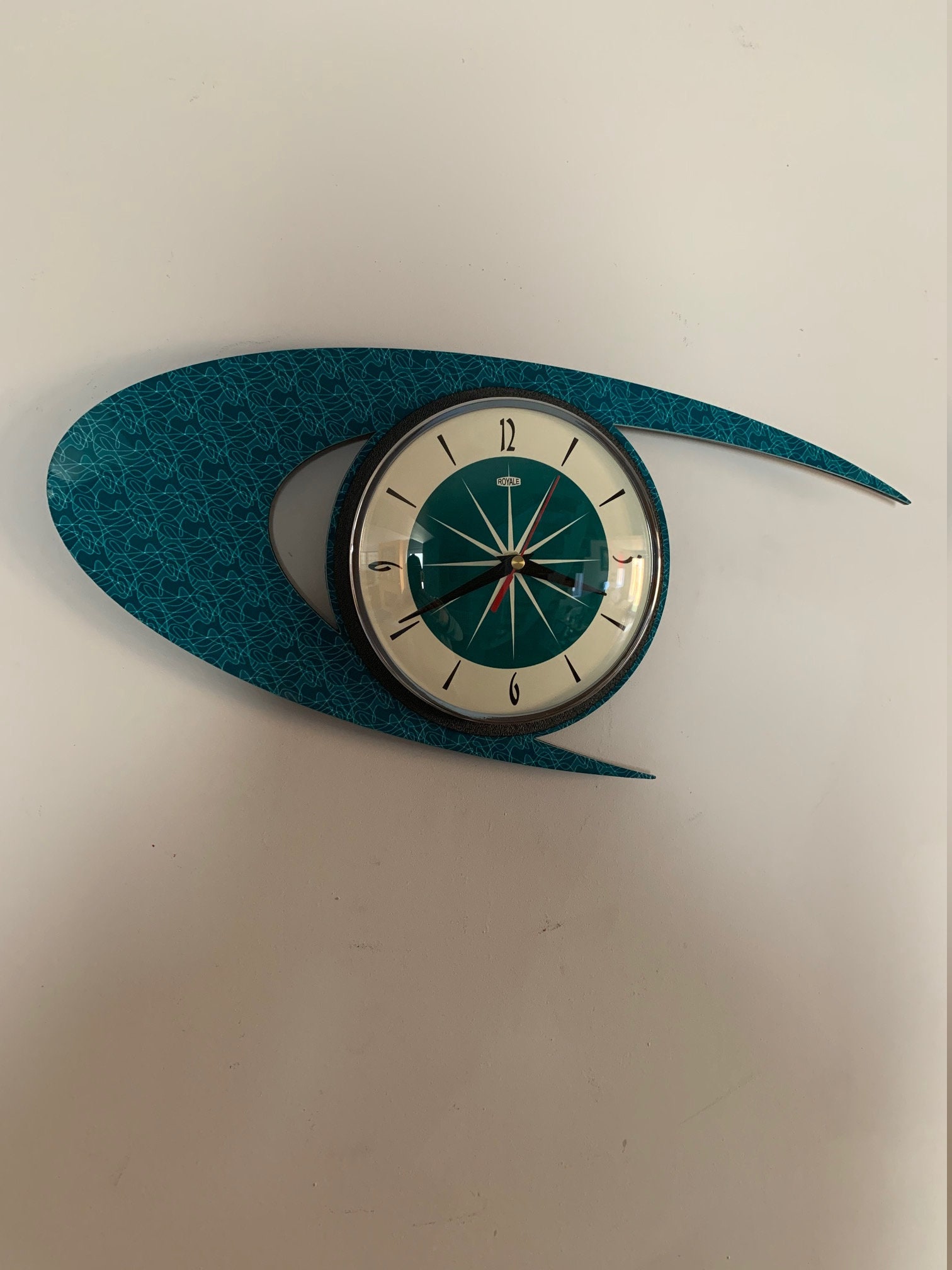 Colour Etched Lucite Formica Wall Clock From Royale | Etsy