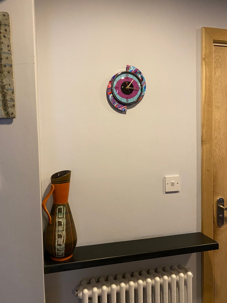 Psychedelic Spinning Meteor Formica Caravan Wall Clock From Royale ...