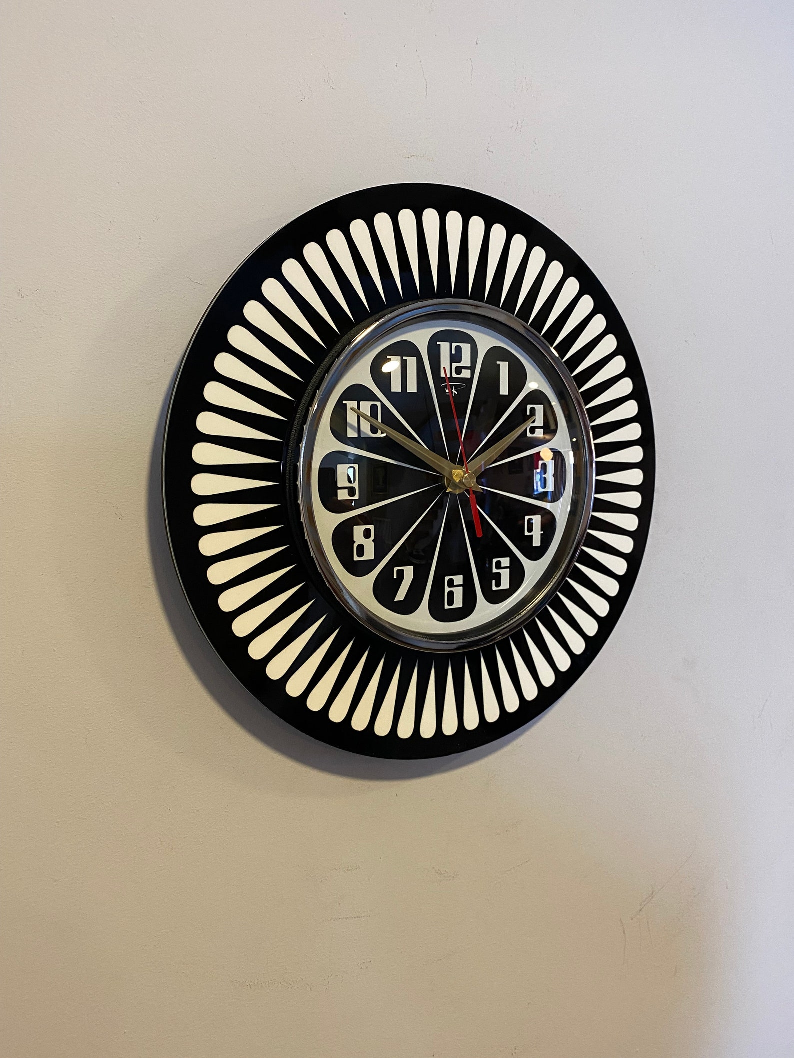 Handmade 1970's Style Formica Wall Clock in Black and - Etsy