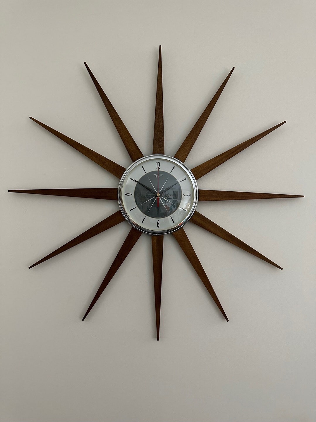 27 Inch Hand Made Mid Century Style Starburst Clock by Royale 12 Hand ...