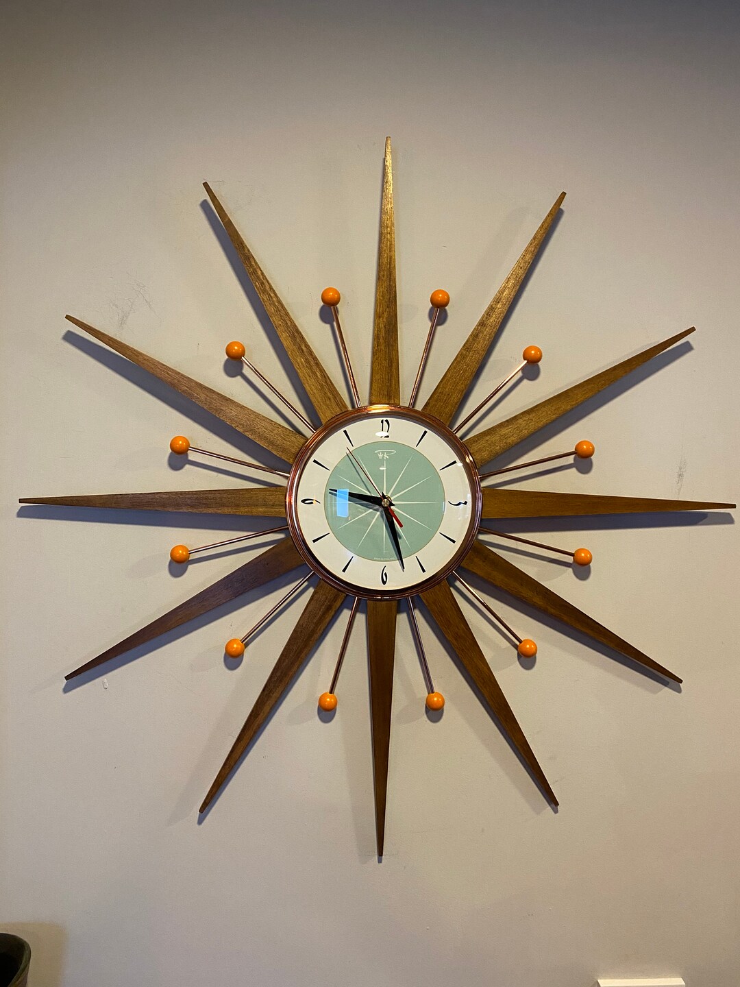 27 Inch Hand Made Mid Century Style Starburst Sunburst Clock by Royale ...