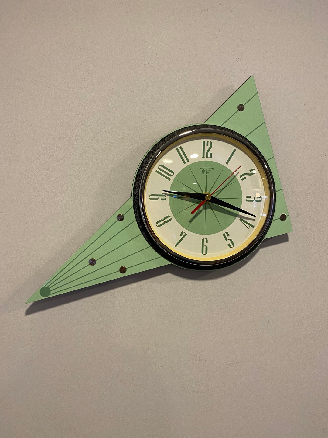 Mint Green Starburst Wall Clock: 1970s Retro Atomic Style - Etsy