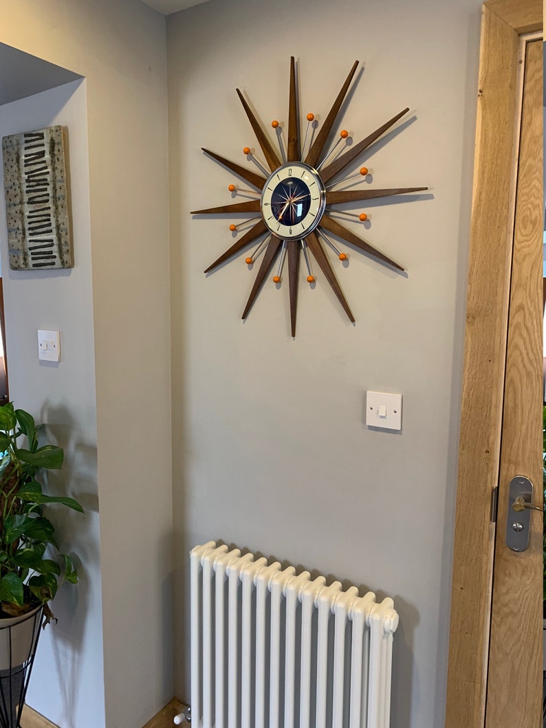 27 inch Hand Made Mid Century style Starburst Sunburst Clock | Etsy