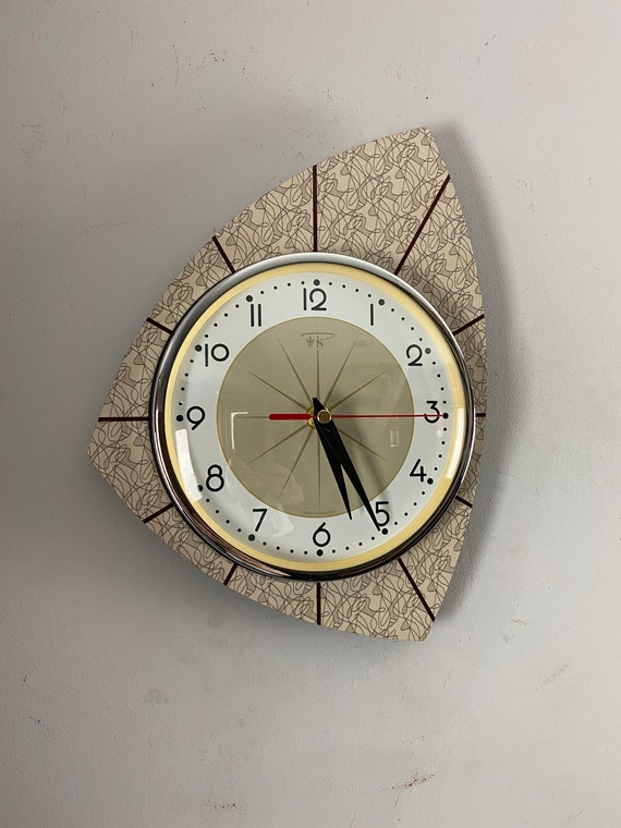 Handmade Asymmetric Midcentury Style Wall Clock in Flax Beige | Etsy