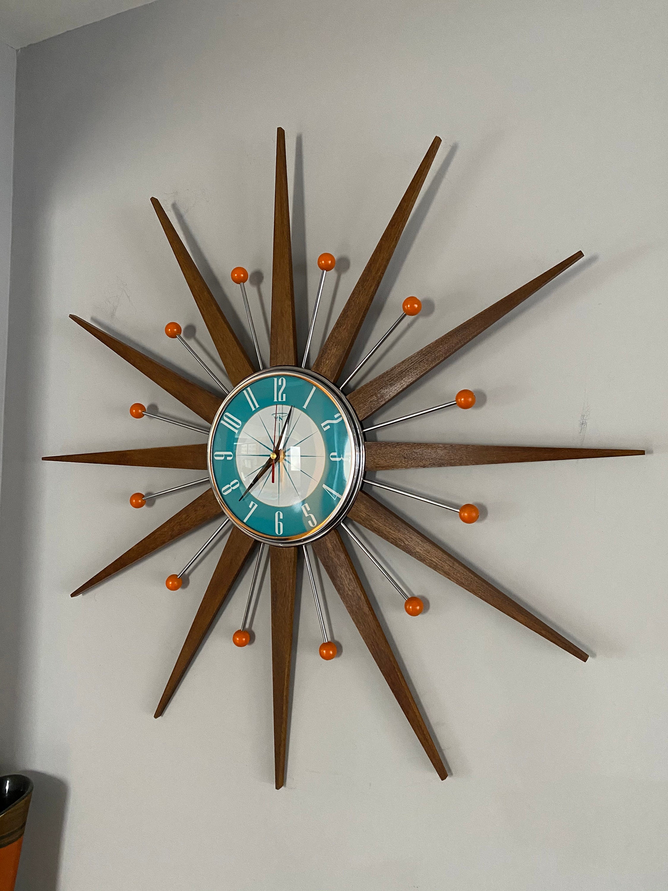 27 Inch Hand Made Mid Century Style Starburst Sunburst Clock - Etsy UK