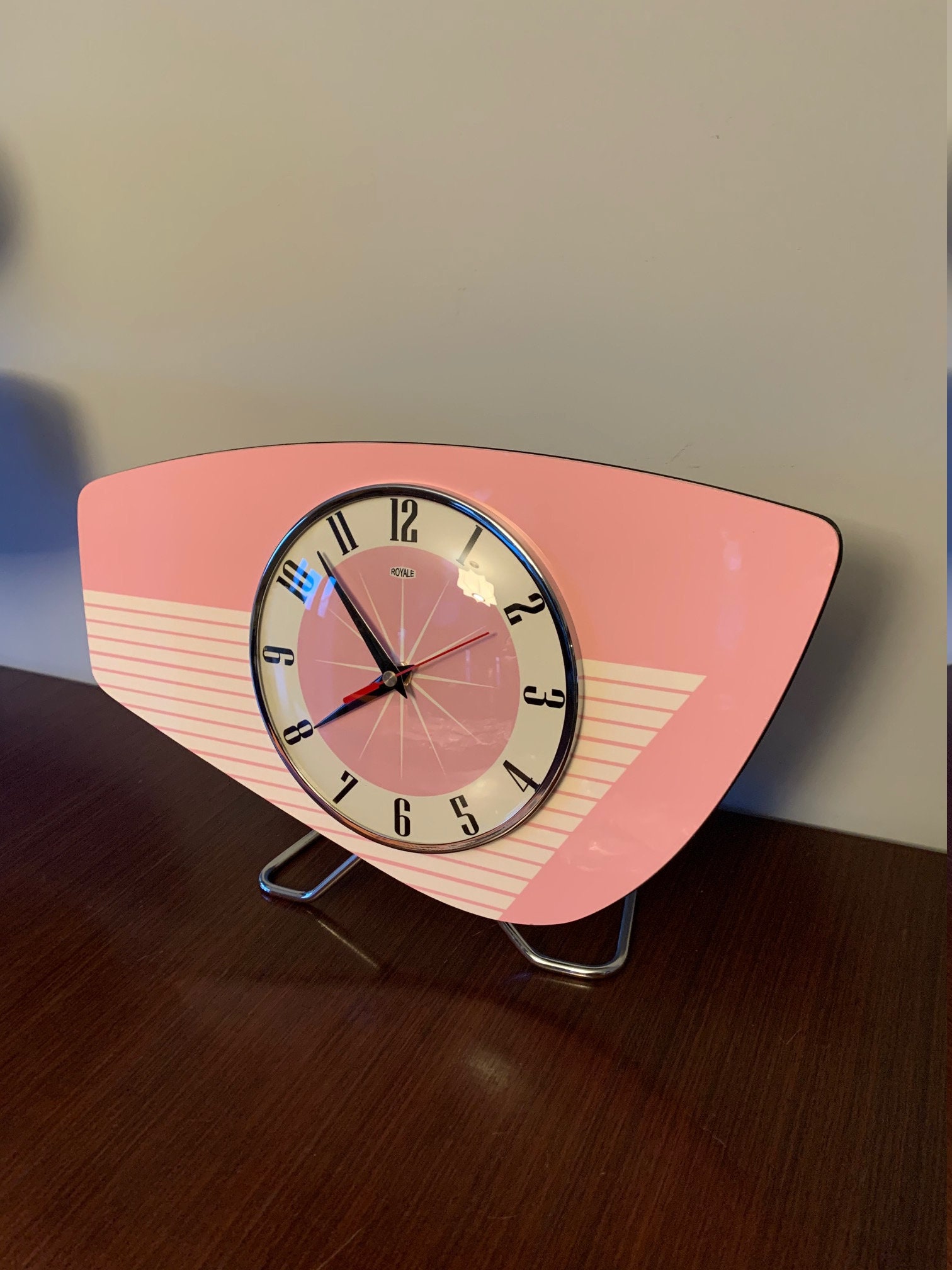 Handmade Colour Etched Formica Mantle Clock in Pink From | Etsy