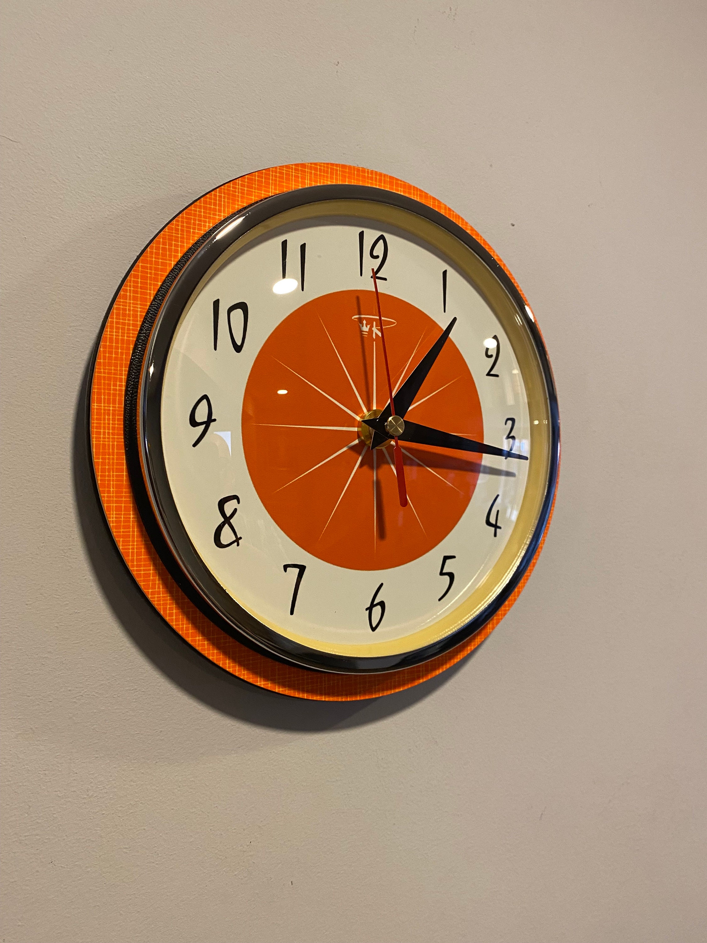 Mid Century Atomic Jetsons Style Wall Clock in in Neon Tangerine - Etsy