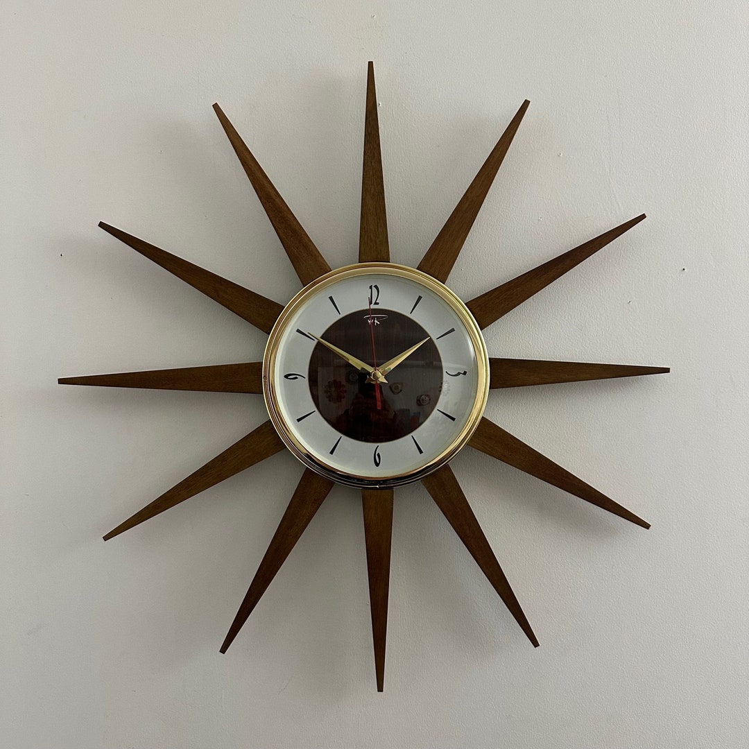 Top Selling Royale Starburst Wall Clock Mid Century Modern Style Chrome ...