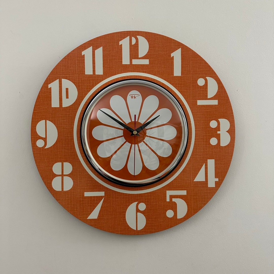 Large 16 Royalexe Laminate Wall Clock by Royale 1970s Midcentury Retro ...