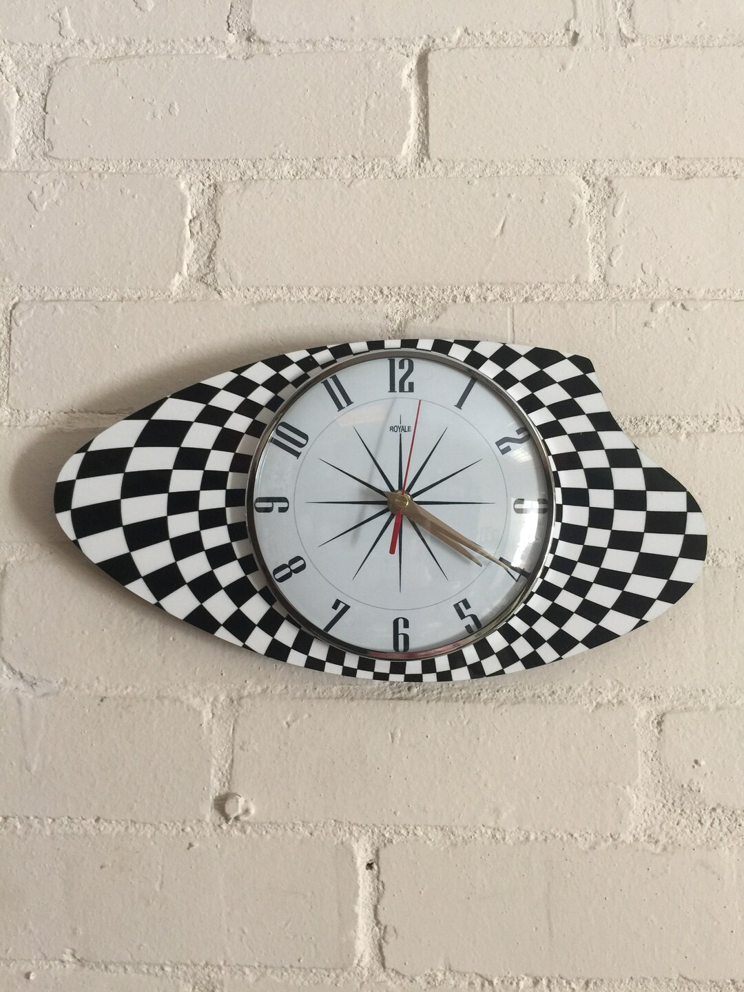 Handmade Black & White Formica Wall Clock From Royale - Midcentury ...