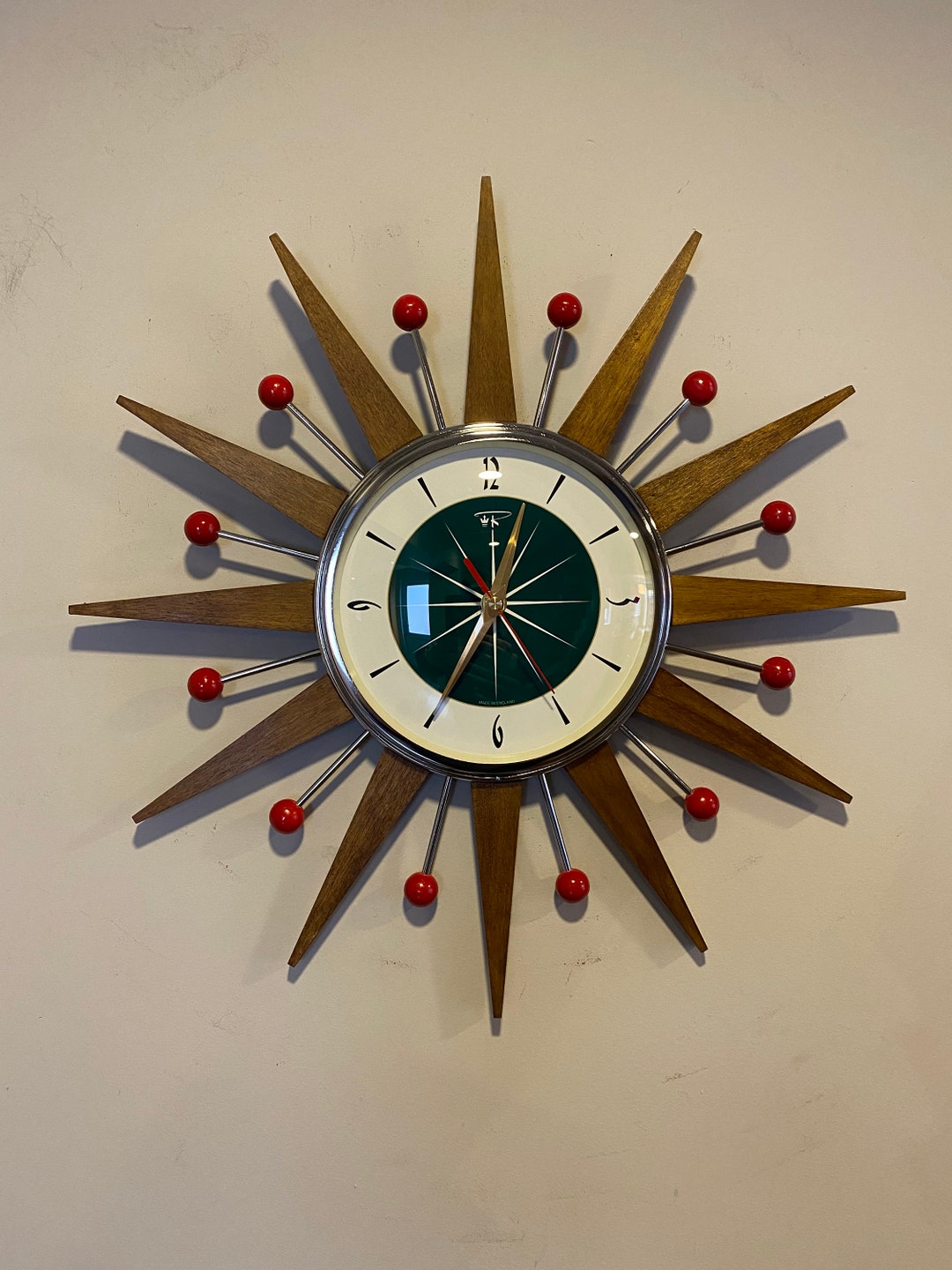 Small 19 Inch Hand Made Mid Century Style Starburst Clock by Royale ...