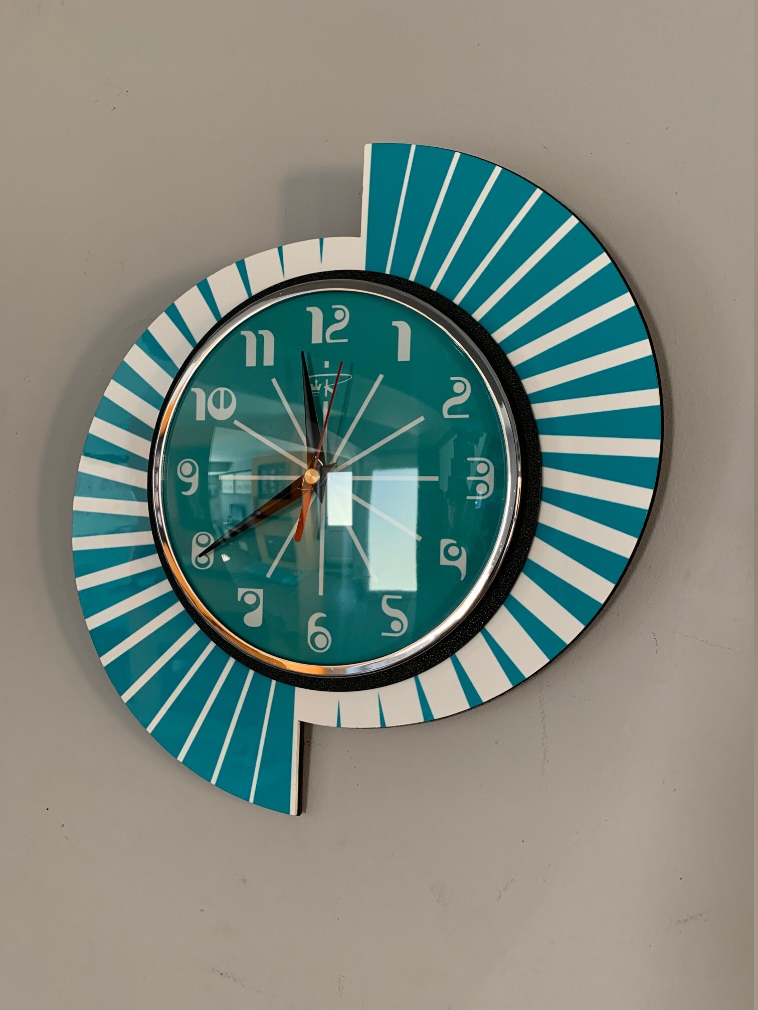 Colour Etched Lucite Formica Wall Clock From Royale | Etsy