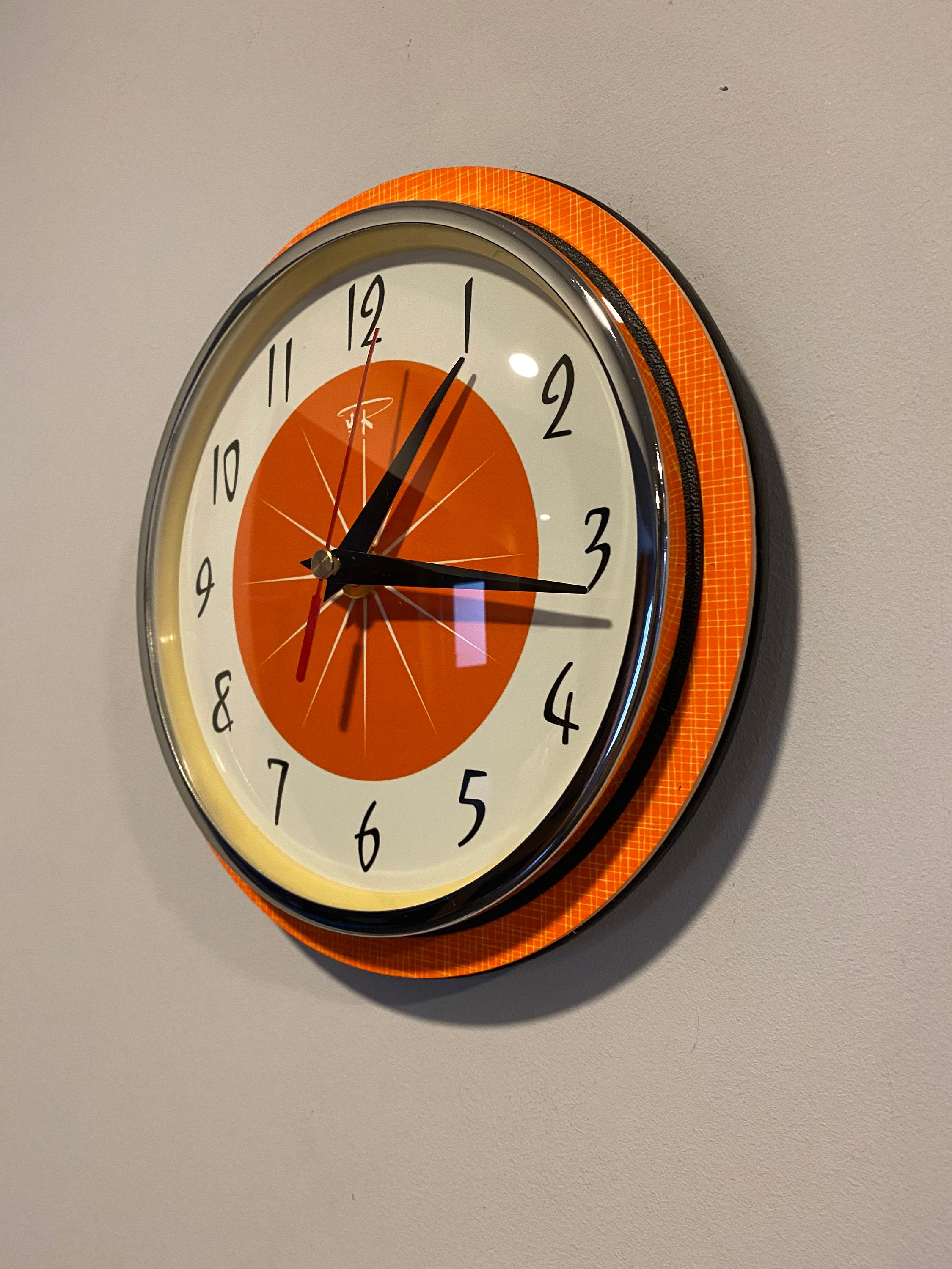 Mid Century Atomic Jetsons Style Wall Clock in in Neon Tangerine - Etsy