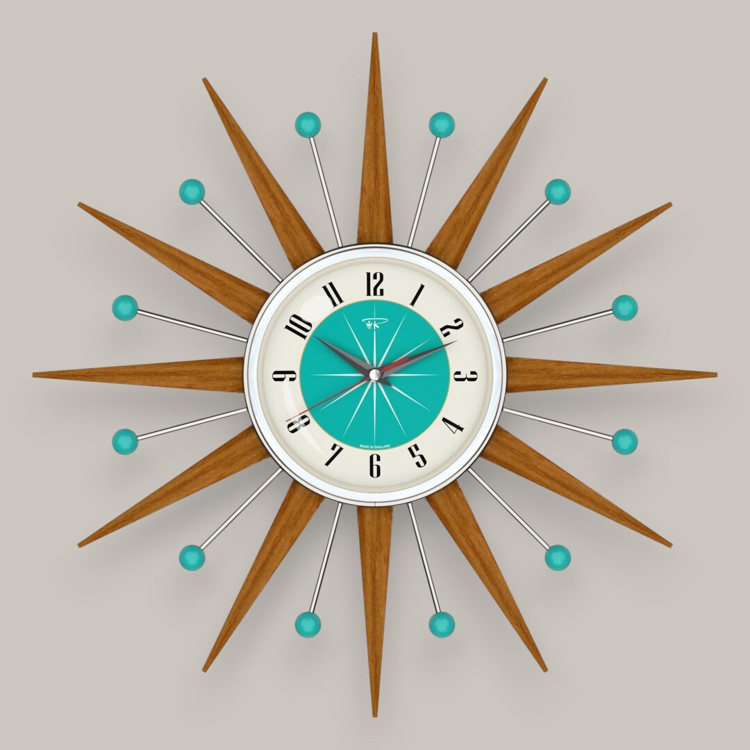 Mid Century Style Starburst Sunburst Clock Handmade by Royale - Medium ...