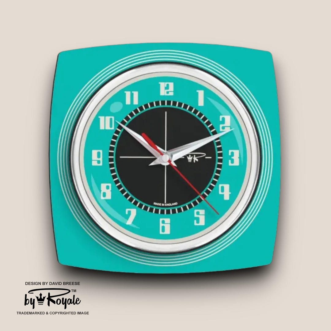 Atomic Turquoise Wall Clock: Mid-century Modern Jetsons Style - Etsy