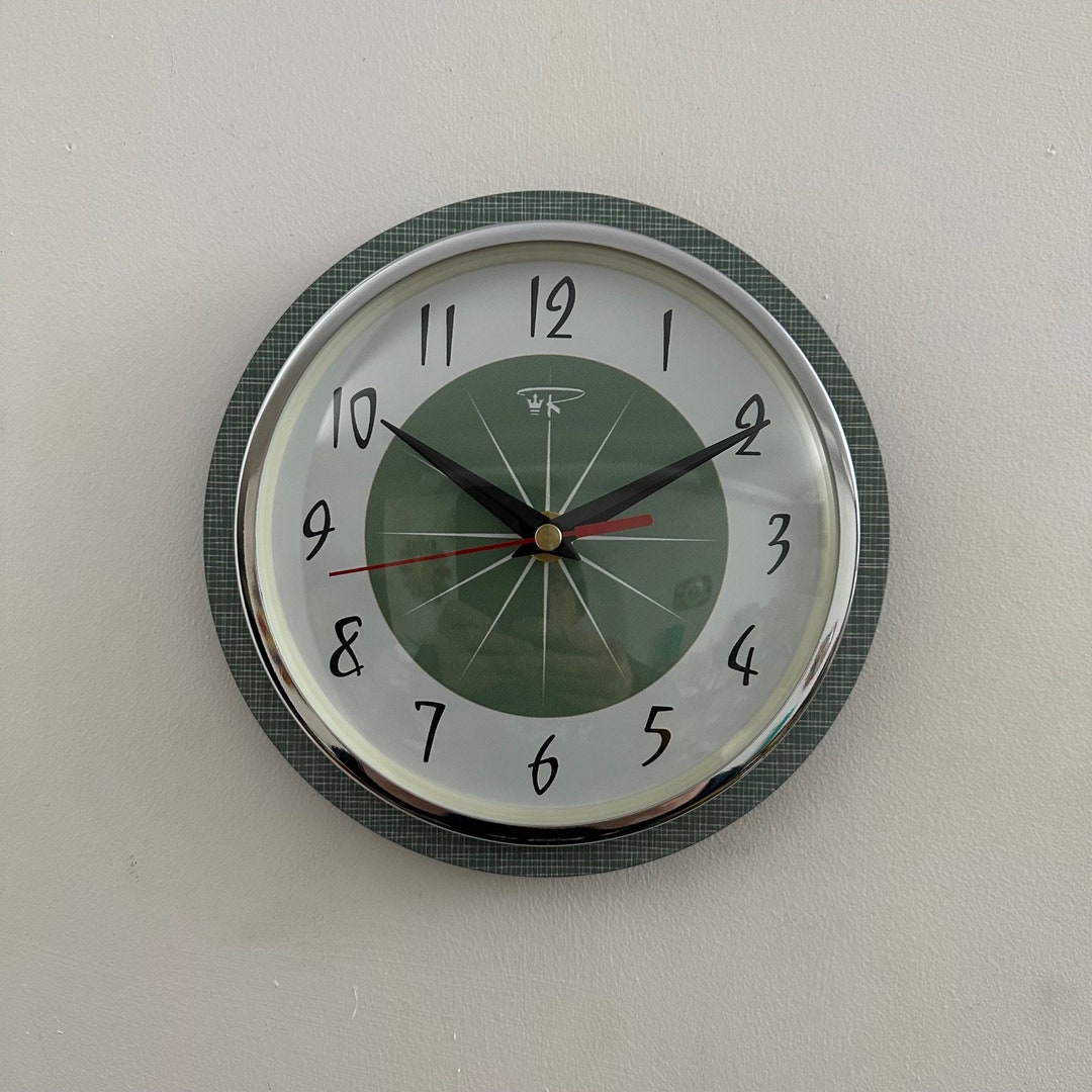 Sage Green Starburst Wall Clock: Mid-century Modern Atomic Jetsons ...