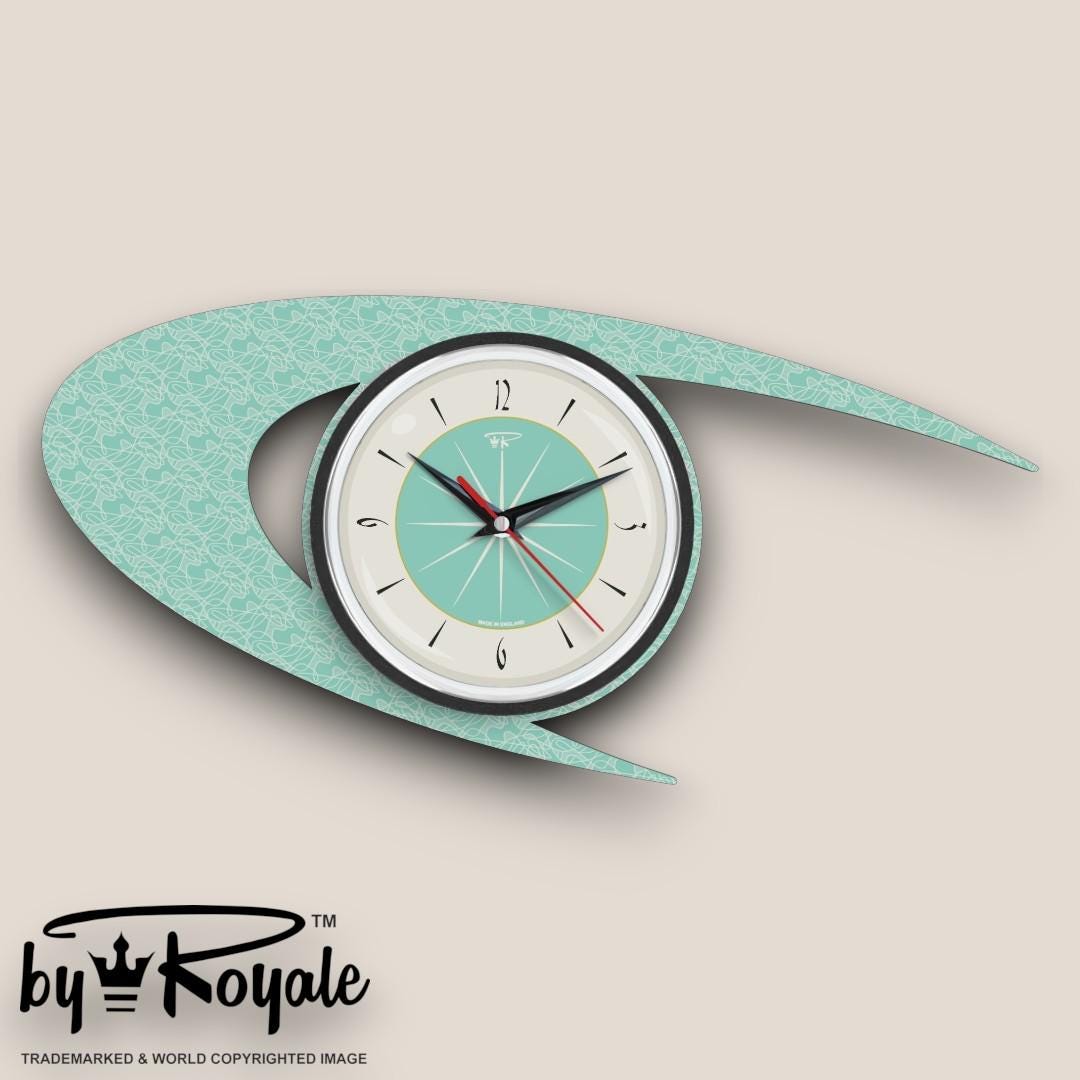Mid Century Modern Clock by Royale in Royalexe Laminate - Boomerang in ...