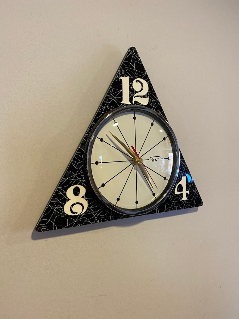 Silent Handmade Triangular Retro Formica Wall Clock From - Etsy