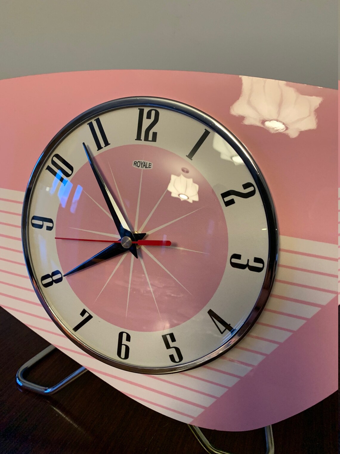 Handmade Colour Etched Formica Mantle Clock in Pink From | Etsy