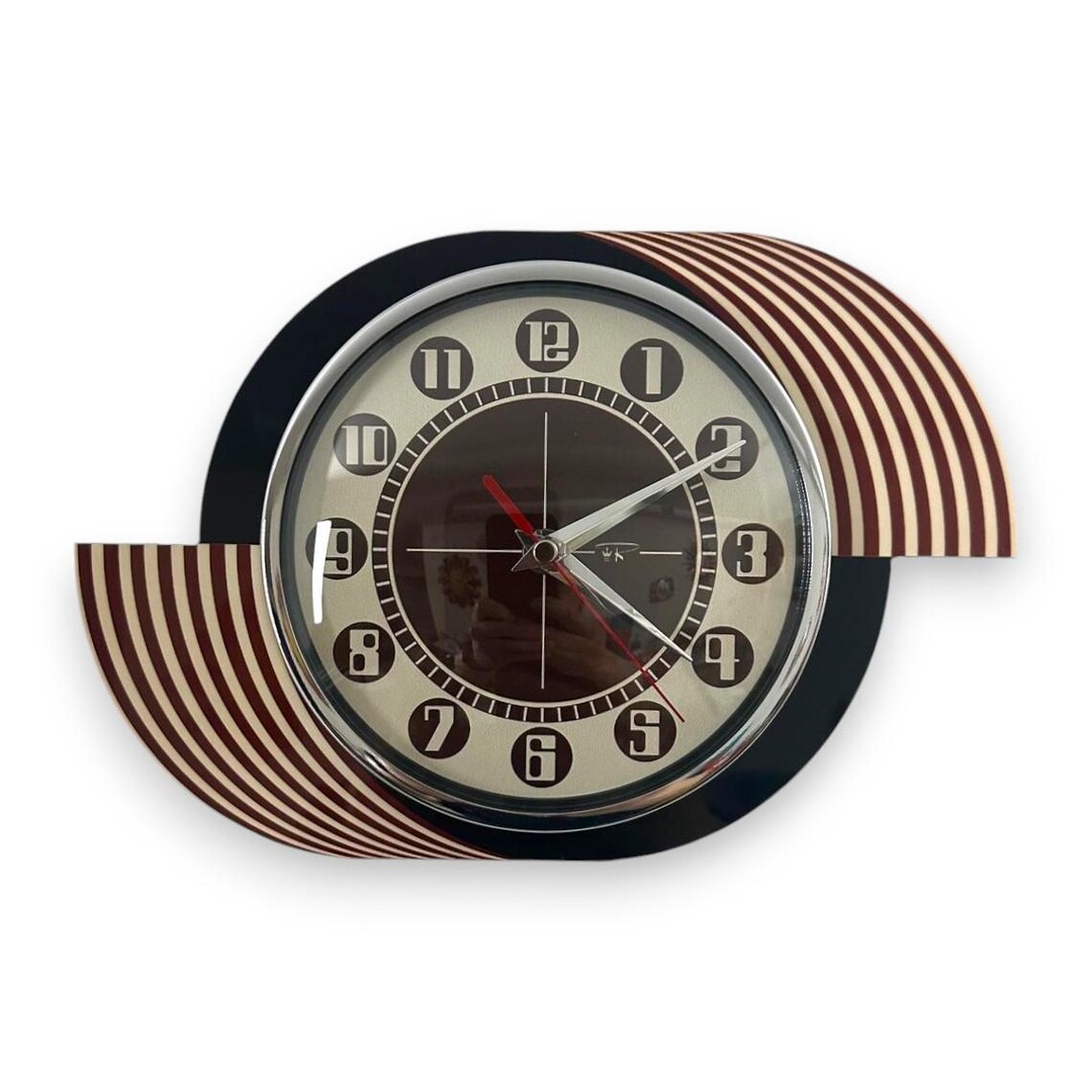 Midcentury Atomic Wall Clock: Chocolate Brown & Cream Formica, Jetsons ...