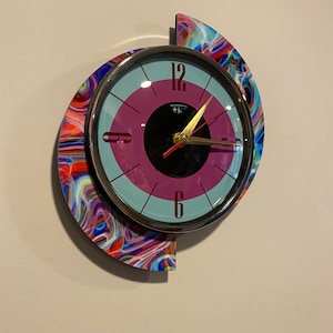 Psychedelic Spinning Meteor Formica Caravan Wall Clock From Royale ...