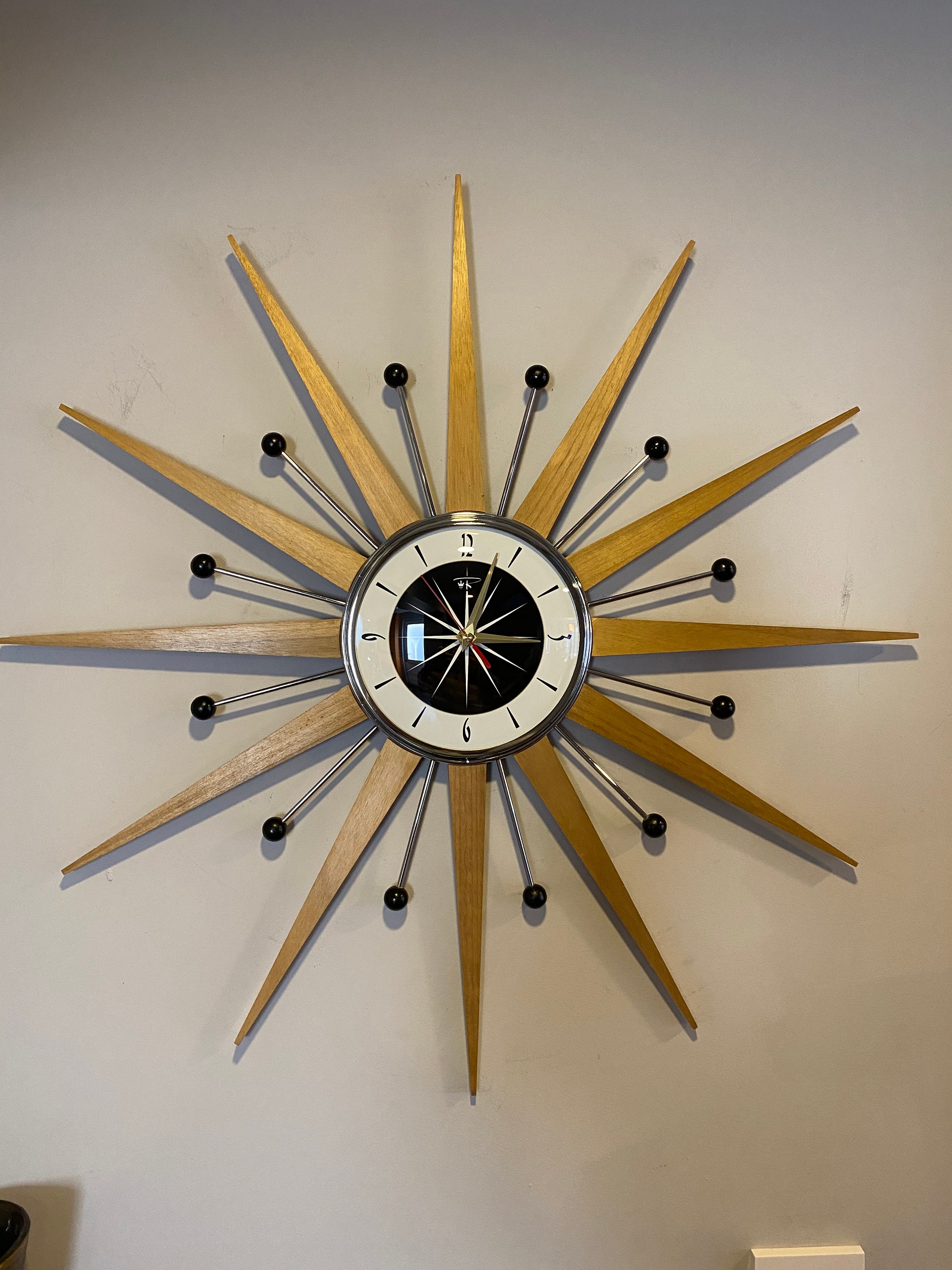 27 inch Hand Made Mid Century style Starburst Sunburst Clock | Etsy