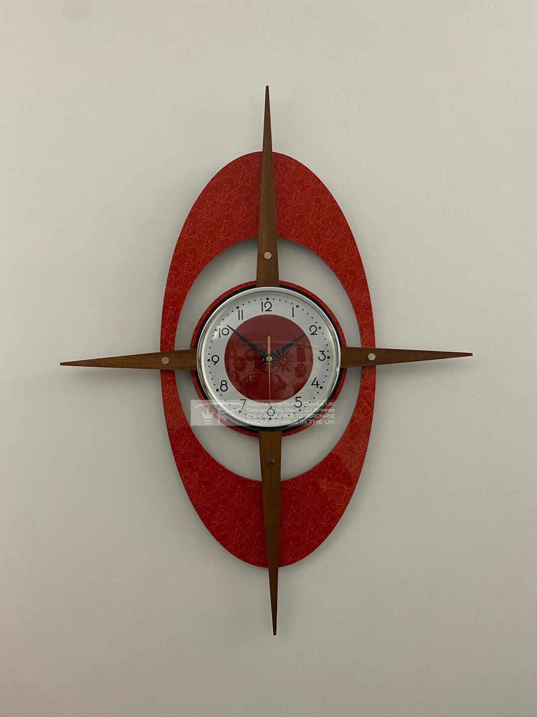 Large 27 Royalexe Laminate Mid Century Style Starburst Clock by Royale ...