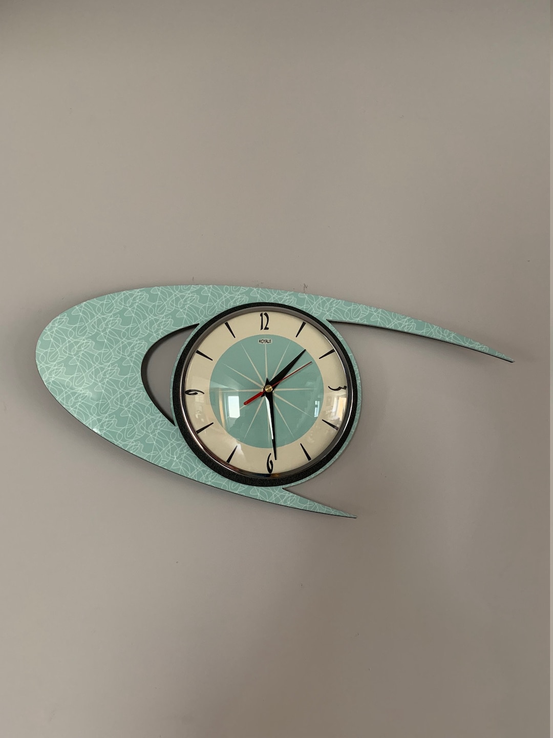 Atomic Boomerang Wall Clock: Mid-century Modern Mint Green Decor - Etsy